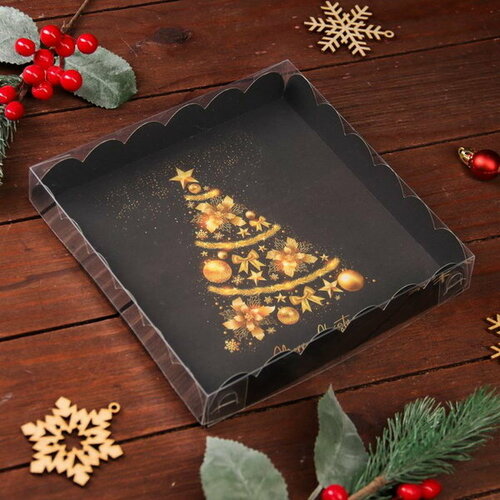 Коробка для печенья "Праздничная ёлка", 18 x 18 x 3 см, 5 шт.