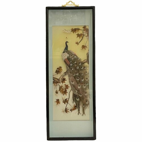 Панно настенное "Павлин" (самец), натуральные перья, 1980-1990 гг, Китай