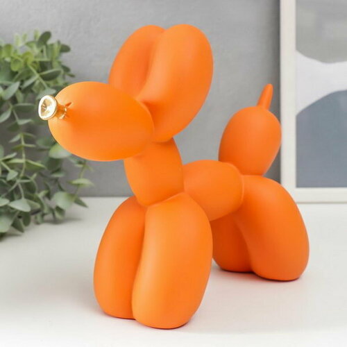 Сувенир полистоун "Воздушный шарик - собачка с золотым носиком" светло-оранжевый 7.5х20.5х17.5 см