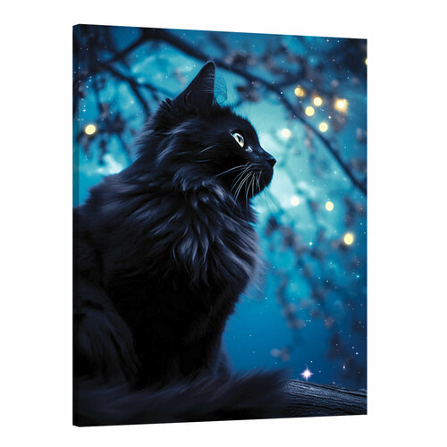 Интерьерная картина 50х70 "Синие коты в ночи"