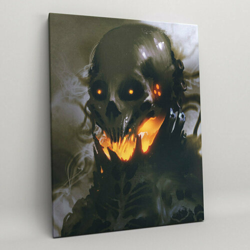 Картина на холсте (интерьерный постер) "Sci-Fi череп инопланетянина", с деревянным подрамником, размер 45x60 см