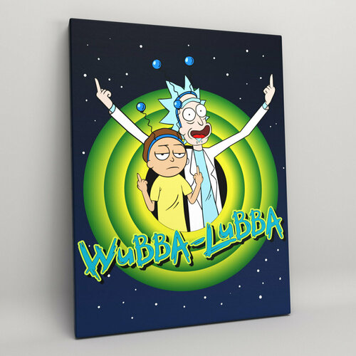 Картина на холсте (интерьерный постер) "Рик и Морти - Вубба Лубба №2" мультфильмы, сериалы и кино, с деревянным подрамником, размер 45x60 см