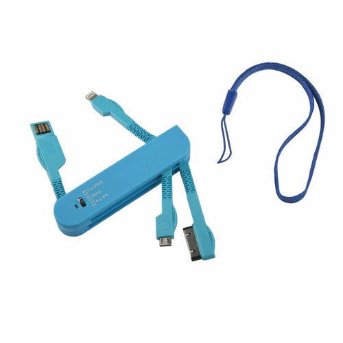 USB Дата-кабель LP 3 в 1 micro USB для Apple 8 pin, Apple 30 pin карманный синий