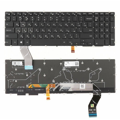 Клавиатура для ноутбука Dell G3 3500, 3590, G5 5500, 5590, SE 5505, G7 7590, 7790 черная без рамки, с подсветкой