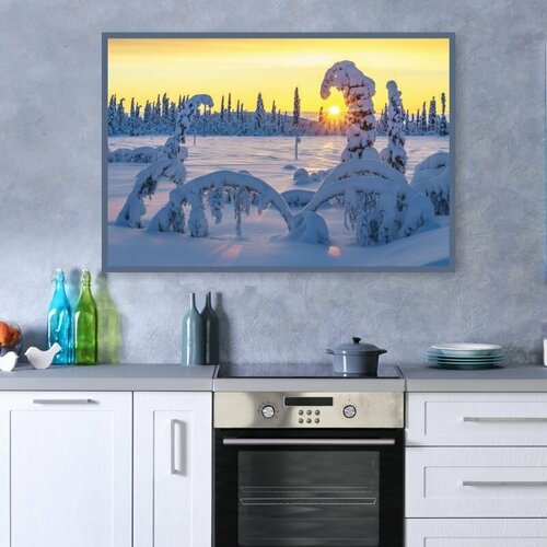 Постер Зимний Пейзаж Красочный Закат Тип 2 90х60 см в тубусе ПолиЦентр