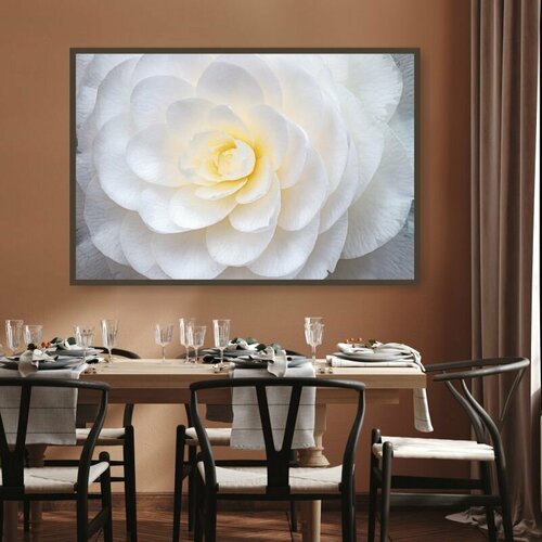 Постер для интерьера Цветок Белой Камелии 40х30 см в тубусе ПолиЦентр