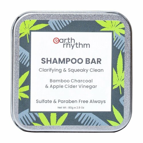 Твердый шампунь для укрепления корней волос c бамбуковым углем Earth Rhythm Charcoal Shampoo Bar