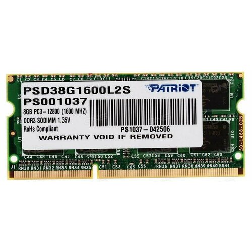 Модуль памяти для ноутбука SODIMM 8GB PC12800 DDR3L PSD38G1600L2S PATRIOT