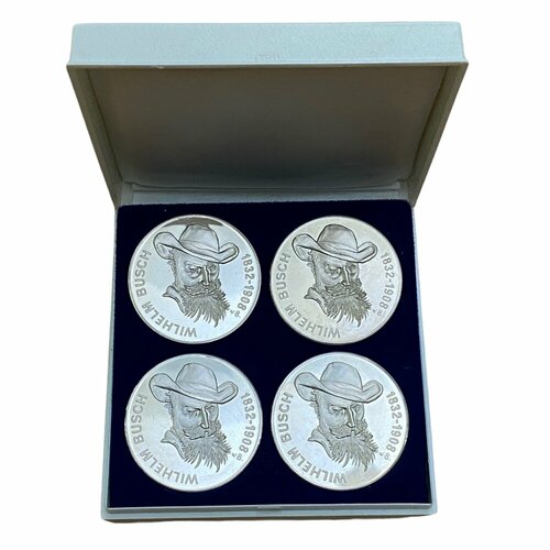 Германия, набор настольных медалей "Вильгельм Буш" в коробке (4 медали) 1971-1980 гг.