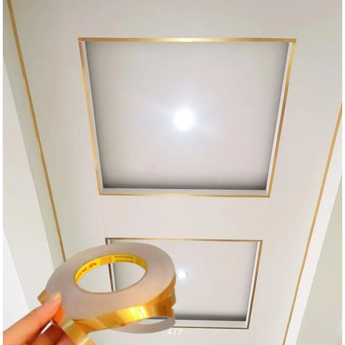 Золотая лента металлик 1 см с рулоне для декора 50 метров