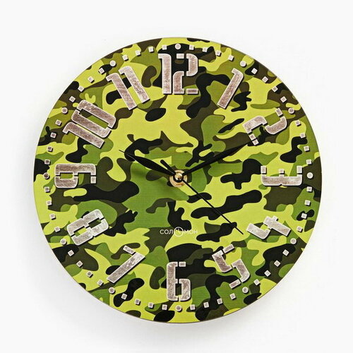 Часы настенные, серия: Интерьер, "Камуфляж", дискретный ход, d-23.5 см