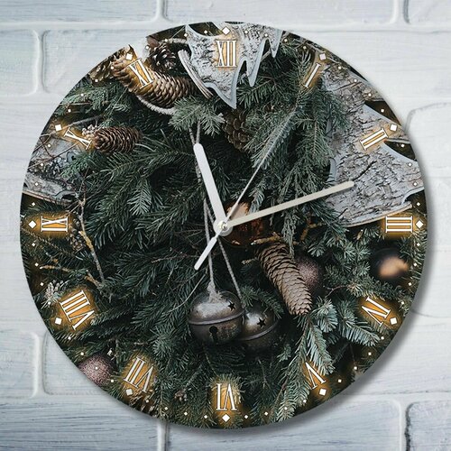 Настенные часы УФ праздники пейзаж, новый год, рождество - 7058