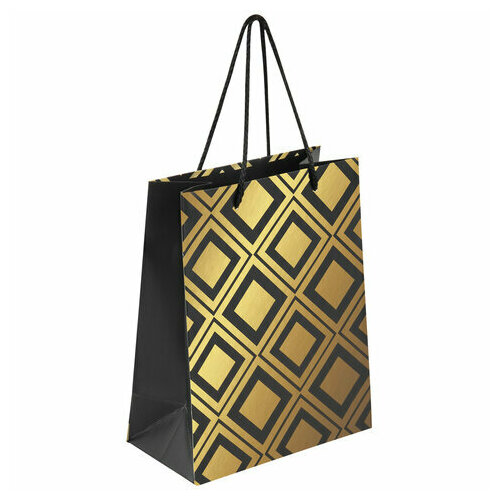 Пакет подарочный 17 8x9 8x22 9 см золотая сказка "Gold Luxury" тиснение фольгой черный, 12 шт