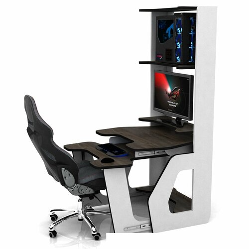 Геймерские игровые столы и кресла Инновационный профессиональный трансформируемый игровой компьютерный стол для геймера DX TURBO WHITE Амберг