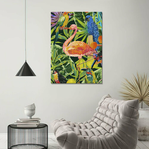 Картина/Картина на холсте/Картина на холсте для интерьера/ Картина на стену/ Картина в подарок для дома/ - Яркие птицы в джунглях 30х40