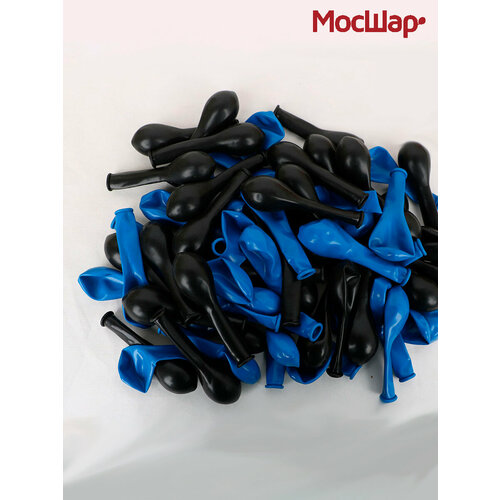 Набор воздушных шаров "МосШар" для моделирования, 13 см, 100 шт, черный/синий