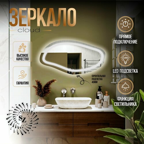 Зеркало с подсветкой в ванную настенное Облако 40*80см, без сенсорной кнопки