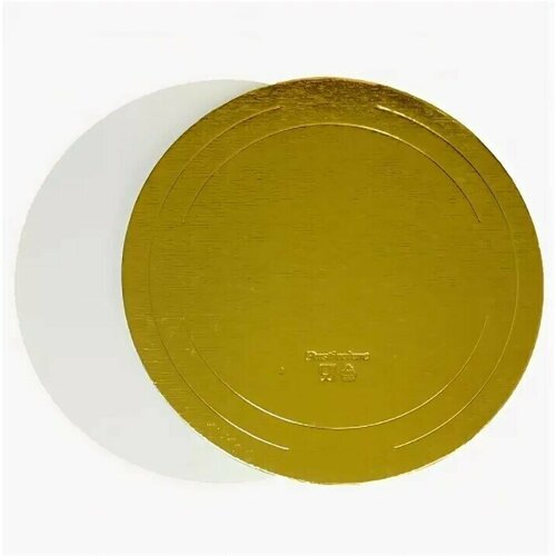 Подложка картонная 3,2мм круглая золото/жемчуг d-44см уп/5шт