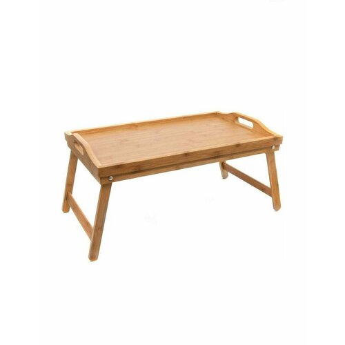 Складной столик поднос деревянный / Столик бамбуковый / Столик складной в кровать с ножками /