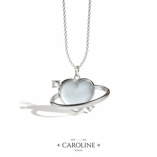 Колье Caroline Jewelry, акрил, длина 43 см, серебряный