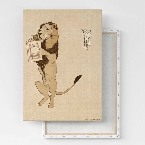 Картина на холсте, репродукция / Эдвард Пенфилд - Lion and a book / Размер 30 x 40 см