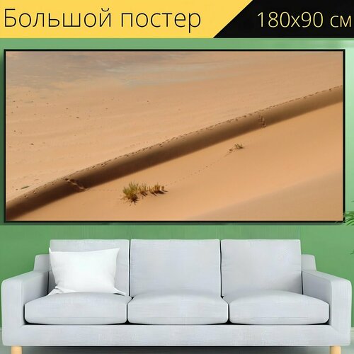 Большой постер "Песок, дюна, справочная информация" 180 x 90 см. для интерьера