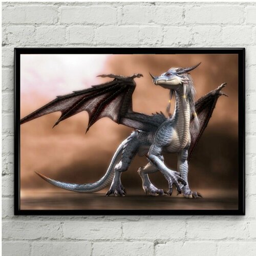 Постер "Милый серый дракончик" от Cool Eshe из коллекции "Креатив", плакат на стену А3