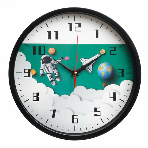 Детские настенные часы "Космонавт", плавный ход, d-30 см (комплект из 3 шт)