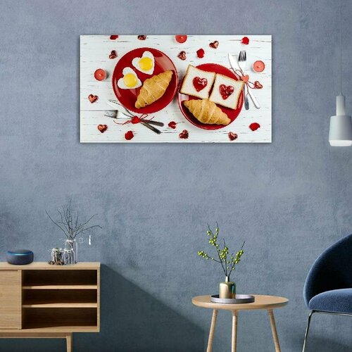 Картина на холсте 60x110 LinxOne "Любовь розы romantic сердечки" интерьерная для дома / на стену / на кухню / с подрамником