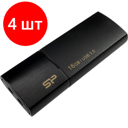 Комплект 4 штук, Флеш-память Silicon Power Blaze B05, 16Gb, USB 3.2 G1, ч, SP016GBUF3B05V1K