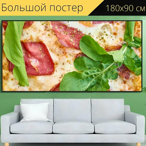 Большой постер "Мясо, яйцо, зелень" 180 x 90 см. для интерьера