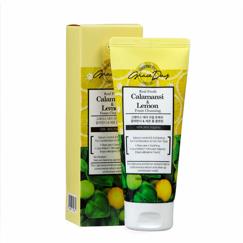 Пенка для лица Grace Day, освежающая и очищающая, с каламанси и лимоном, 100 мл