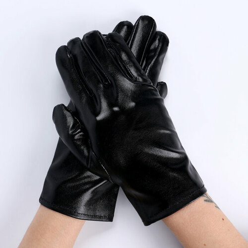 Карнавальнеый аксессуар- перчатки , цвет черный металлик, искусственная кожа, "Страна Карнавалия"