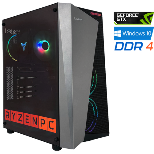 Настольный компьютер RyzenPC HOME 83500194 (AMD Ryzen 5 3600 3.6 ГГц, AMD A520, 16 DDR4, SSD: 500 Гб, SSD: 1000 Гб, NVIDIA GeForce GTX 1650 4 Гб, WI-FI, Без привода, 500 Вт, Zalman S4 Plus, Windows 10 Home)