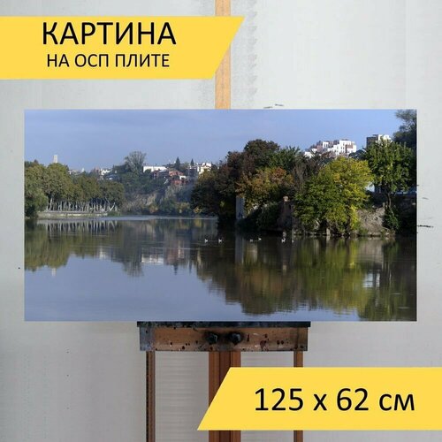 Картина на ОСП 125х62 см. "Тбилиси, грузия, путешествовать" горизонтальная, для интерьера, с креплениями