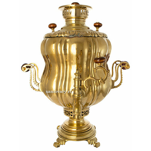 Самовар антикварный на дровах 6 литров латунный форма "ваза", арт. 460562