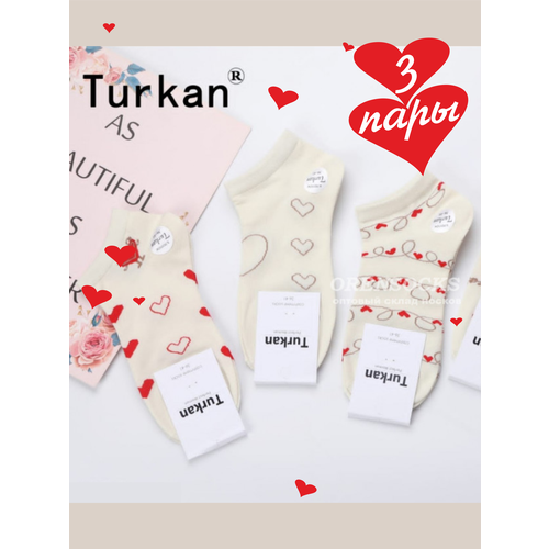Носки Turkan, 3 пары, размер 36-41, бежевый