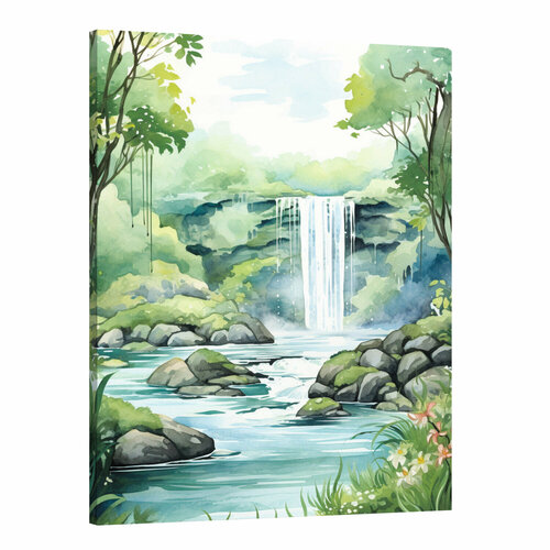 Интерьерная картина 50х70 "Водопад в зеленом амфитеатре"