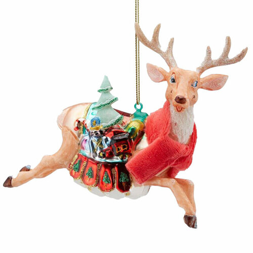 EDG Стеклянная елочная игрушка Олень в шарфике - Christmas Periple 12 см, подвеска 685432,29