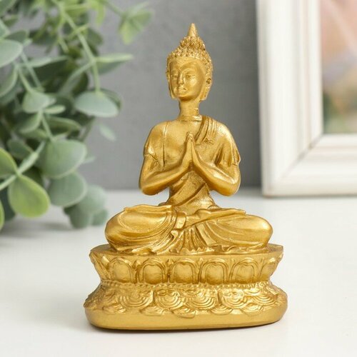 Нэцкэ полистоун золото "Медитация будды" 7х4,8х10,5 см 9542568