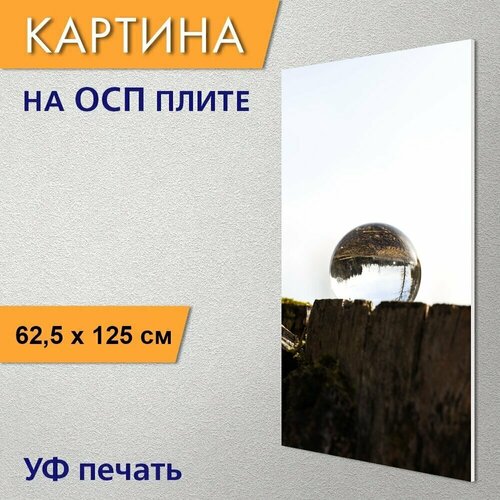 Вертикальная картина на ОСП "Мрамор, отражение, пейзаж" 62x125 см. для интерьериа