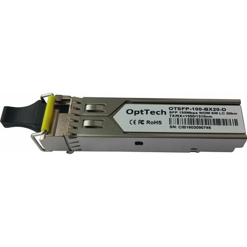 Трансивер модуль SFP, 155Mbps, WDM, TX/RX 1550/1310nm, SM, LC, 20km