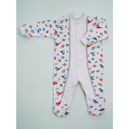 Комбинезон Маленький принц Комбинезон нательный для новорожденных, закрытая стопа, размер 56, белый, голубой
