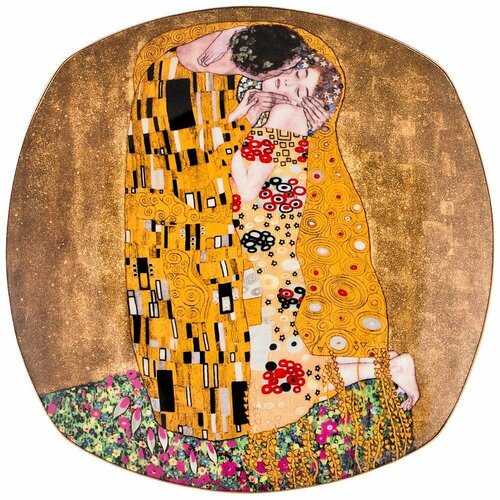 Набор из 2 штук Тарелка Lefard "Поцелуй" (Г. Климт/2) квадратная, 26см, золотой, фарфор (104-513/2)