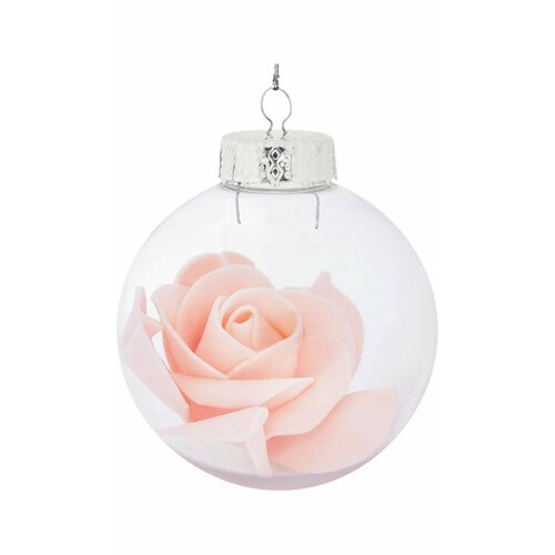 Елочное украшение Шар прозрачный с декором внутри Christmas 8 см цвет розовый