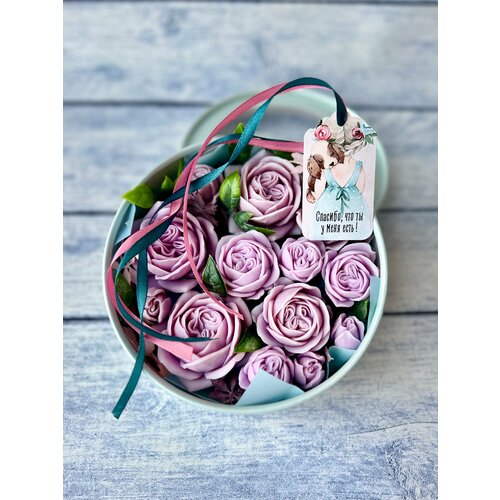 Цветы из декоративного мыла "Розы в коробке" / Подарок подруге, коллеге, женщине, девушке / Мини-букет на 8 марта / Сюрприз на день рождения