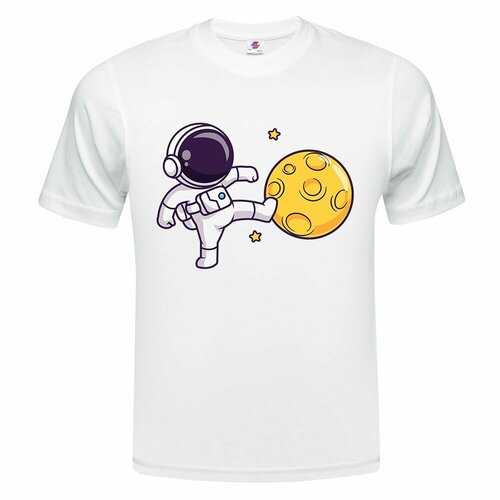 Футболка  Детская футболка ONEQ 128 (8-9) размер с принтом Космонавт, белая, размер 8-9, белый
