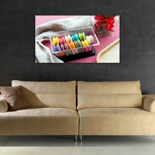 Картина на холсте 60x110 LinxOne "Colorful десерт macaron" интерьерная для дома / на стену / на кухню / с подрамником