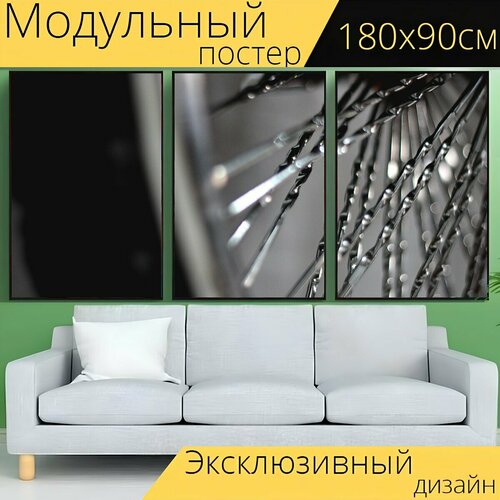 Модульный постер "Колесо, велосипед, цикл" 180 x 90 см. для интерьера