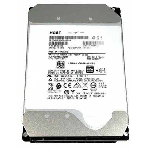 Жесткий диск HGST HUH721008AL4204 8Tb 7200 SAS 3,5" HDD
